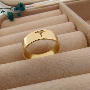 Caduceus Ring Medical Symbol Band Ring Sterling Silver Personalized ...