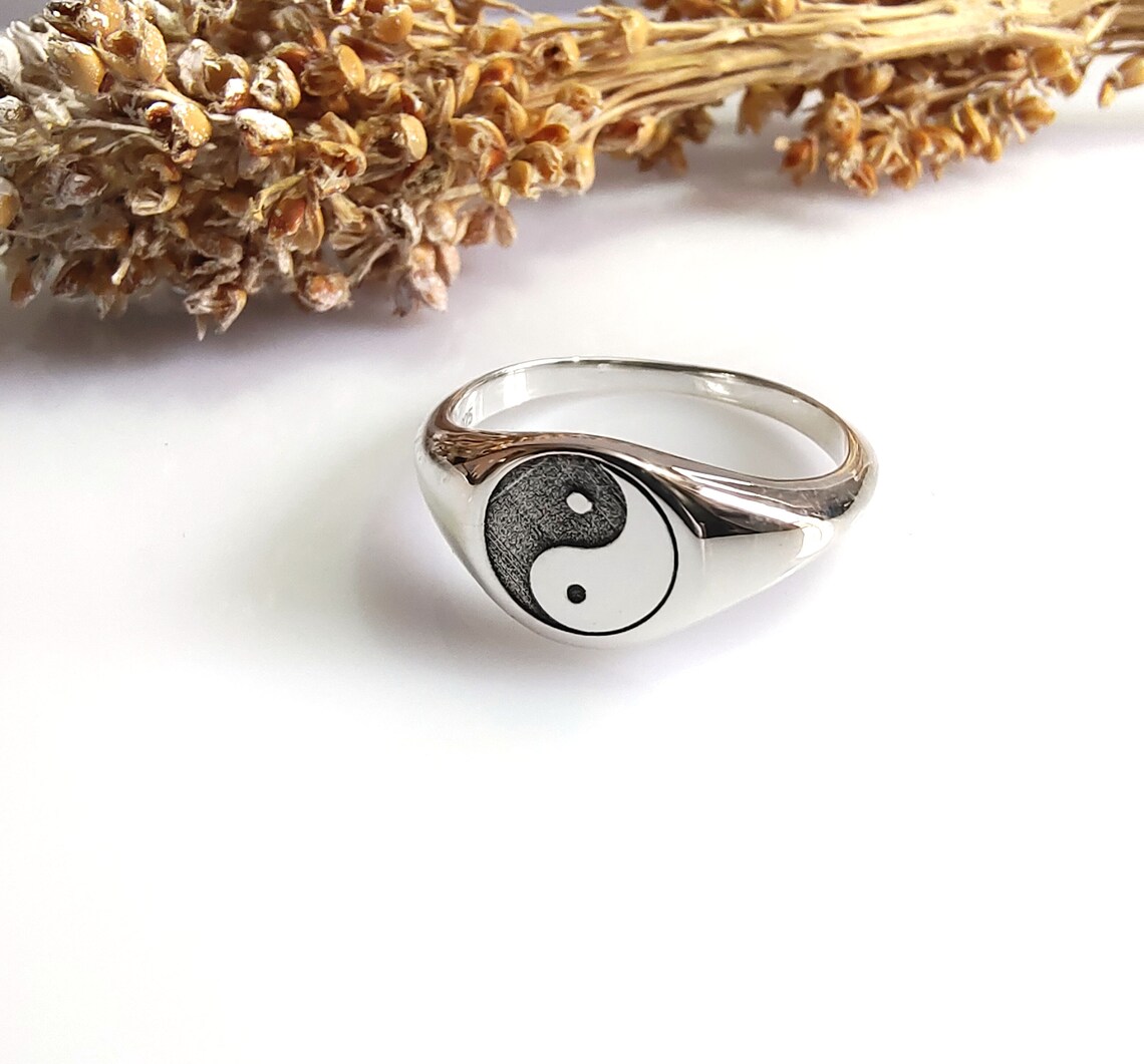 Sterling Silver Round Yin Yang Ring Ying and Yang Ring Yoga - Etsy