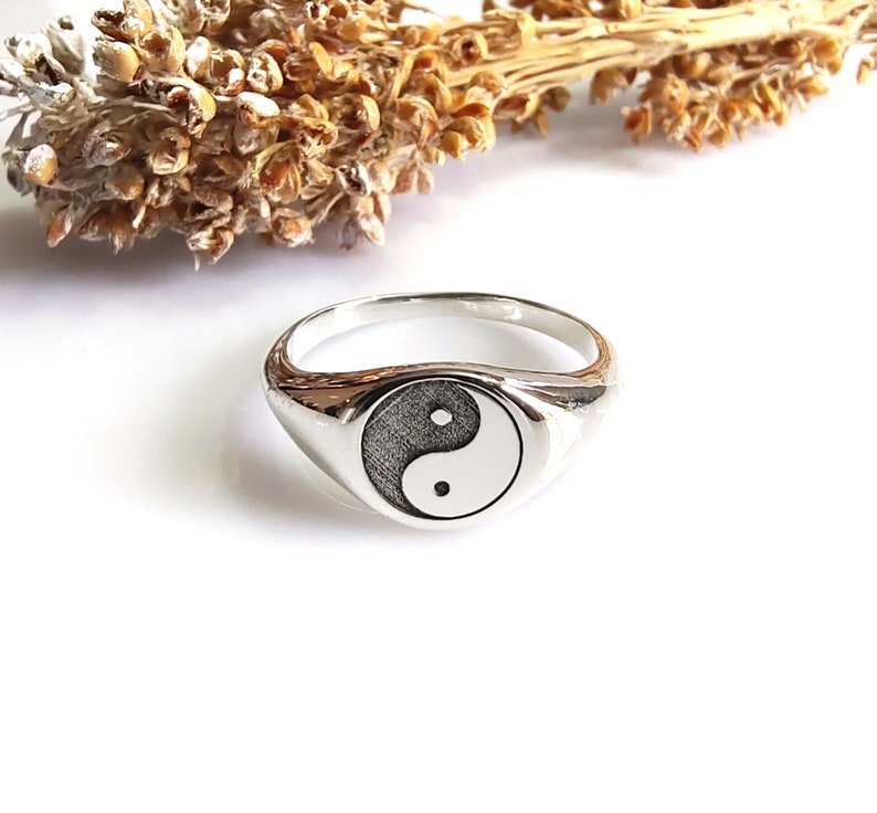 Sterling Silver Round Yin Yang Ring Ying and Yang Ring Yoga - Etsy