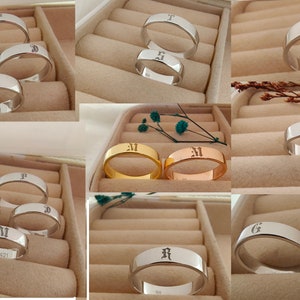 Initial Band Ring 925 Sterling Silver for Men Women Initial Ring ...