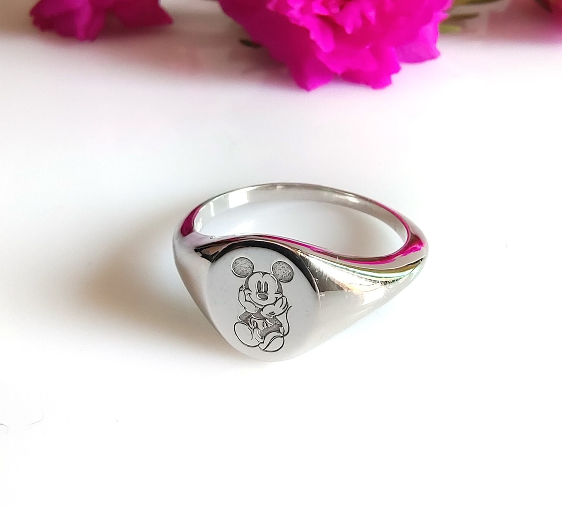 Mickey Mouse Ring Sterling Silver Ring Personalized Ring | Etsy