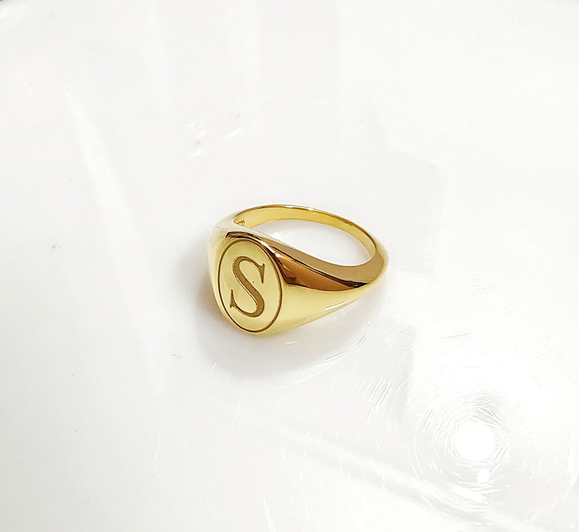 Initial Ring Custom Letter Ring Silver Signet Ring - Etsy