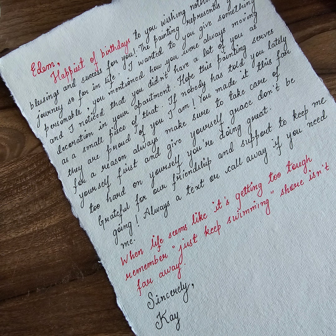 Personalized Handwritten Letter, Handmade Paper Handwriting Note ...