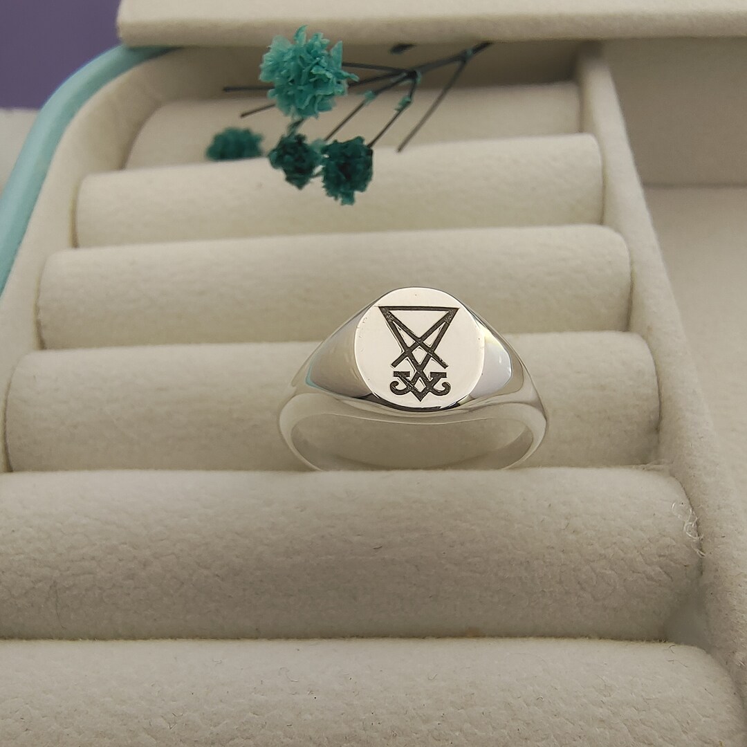 Sigil of Lucifer Ring Sterling Silver Satanic Ring Satan - Etsy