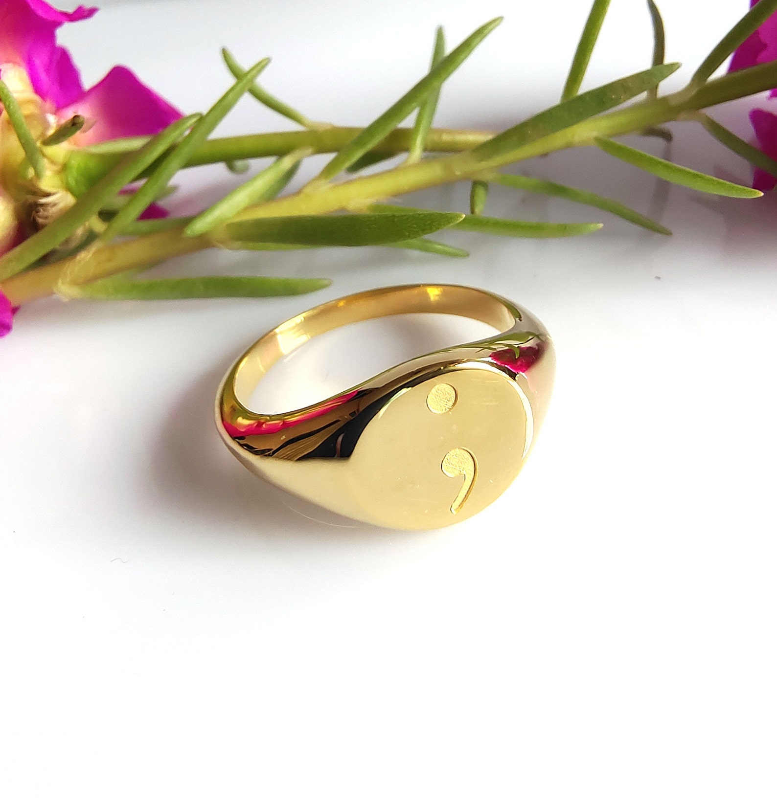 Semicolon Ring Sterling Silver Semi Colon Ring Semicolon | Etsy