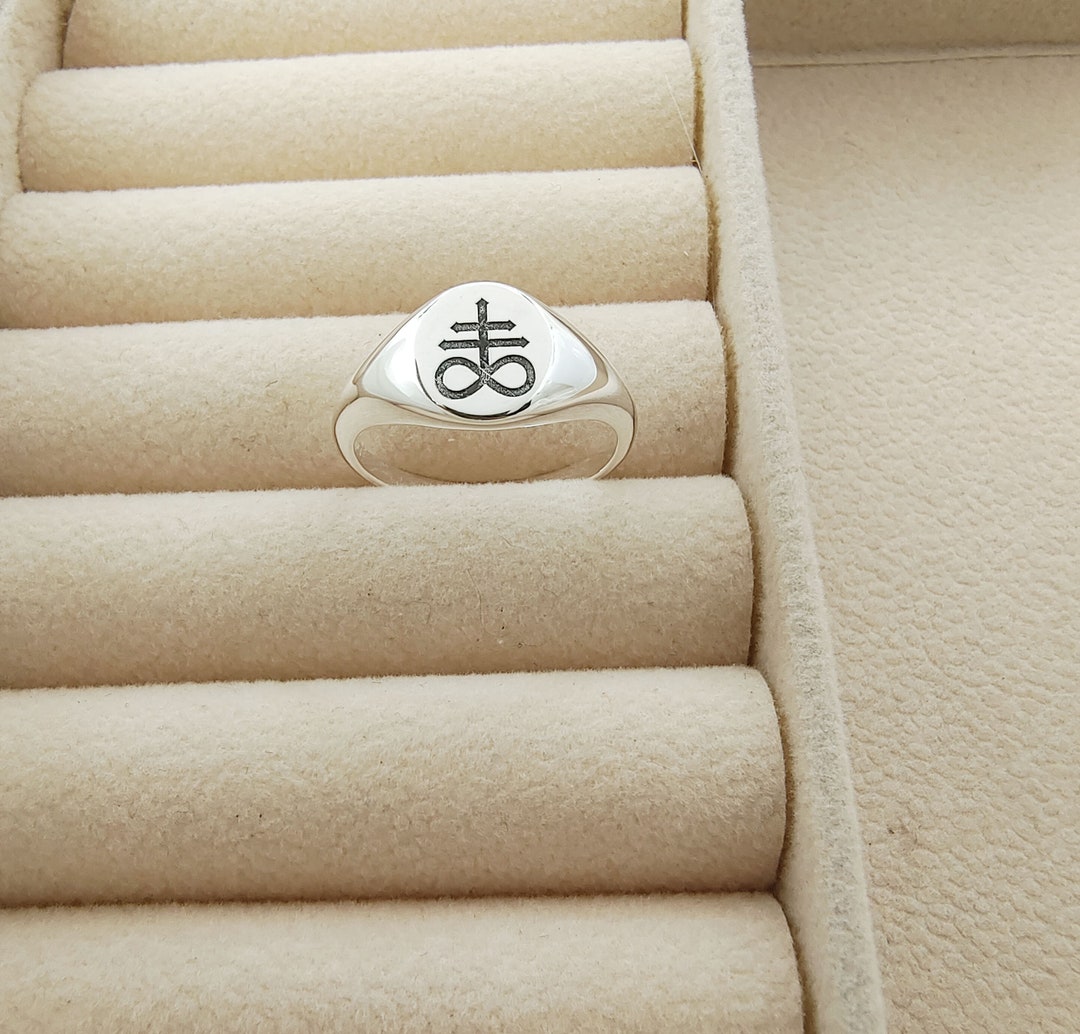 925 Sterling Silver Leviathan Cross Ring, Brimstone Ring, Leviathan Ring, Sigil Ring, Witchy ...