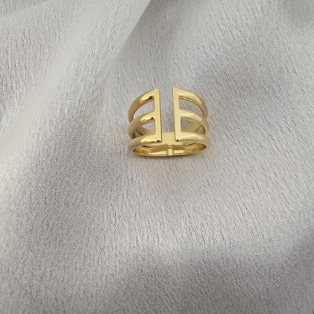 Triple Open Band Ring, Line Rings, Inspired by Celebrity, Unique Design ...