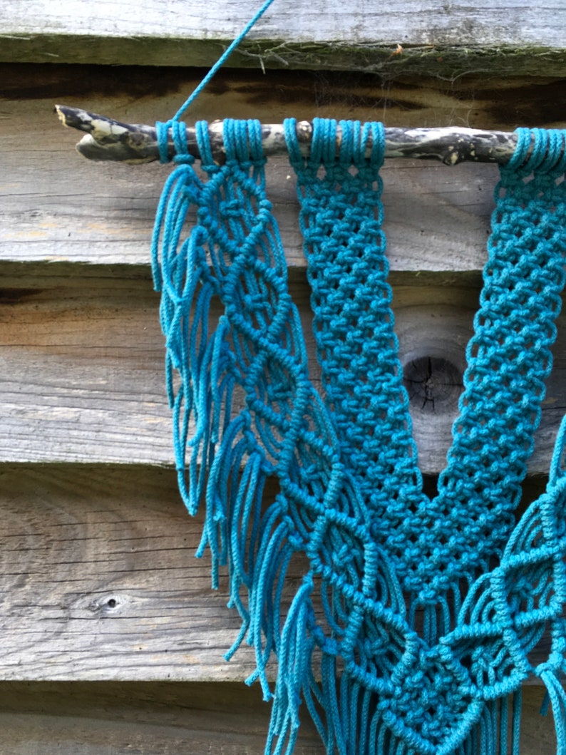 Turquoise Blue Macrame Wall Hanging - Etsy