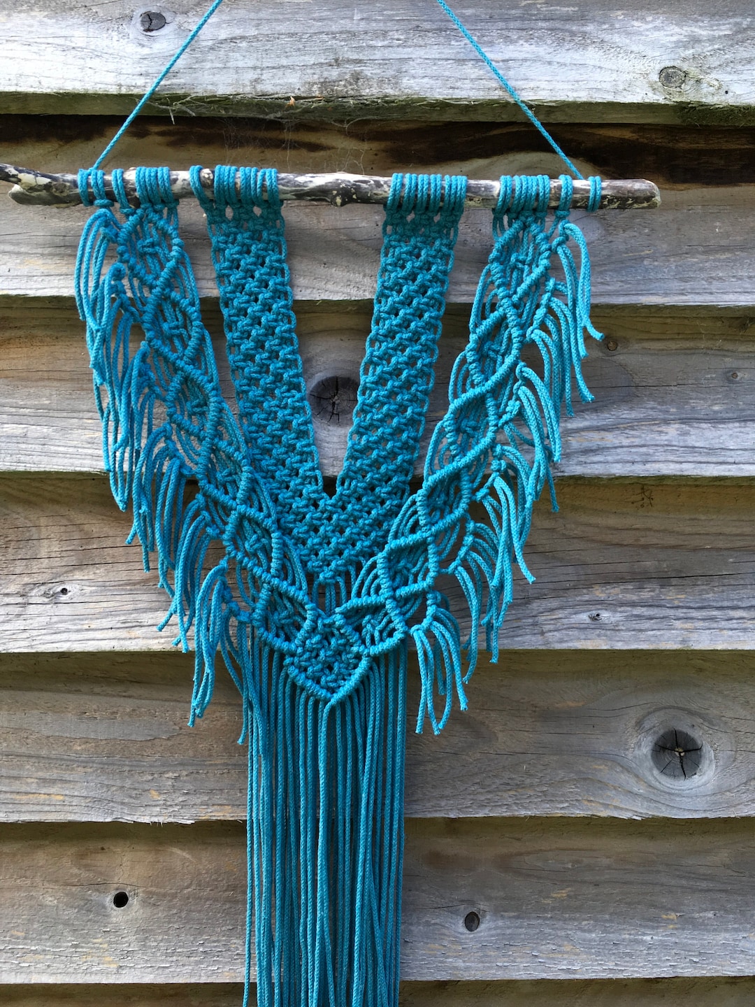 Turquoise Blue Macrame Wall Hanging - Etsy