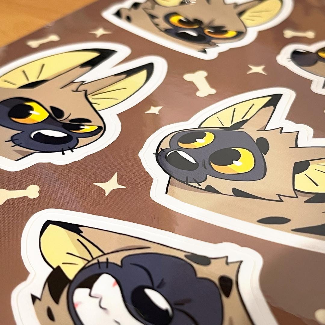 Striped Hyena Sticker Page - Etsy