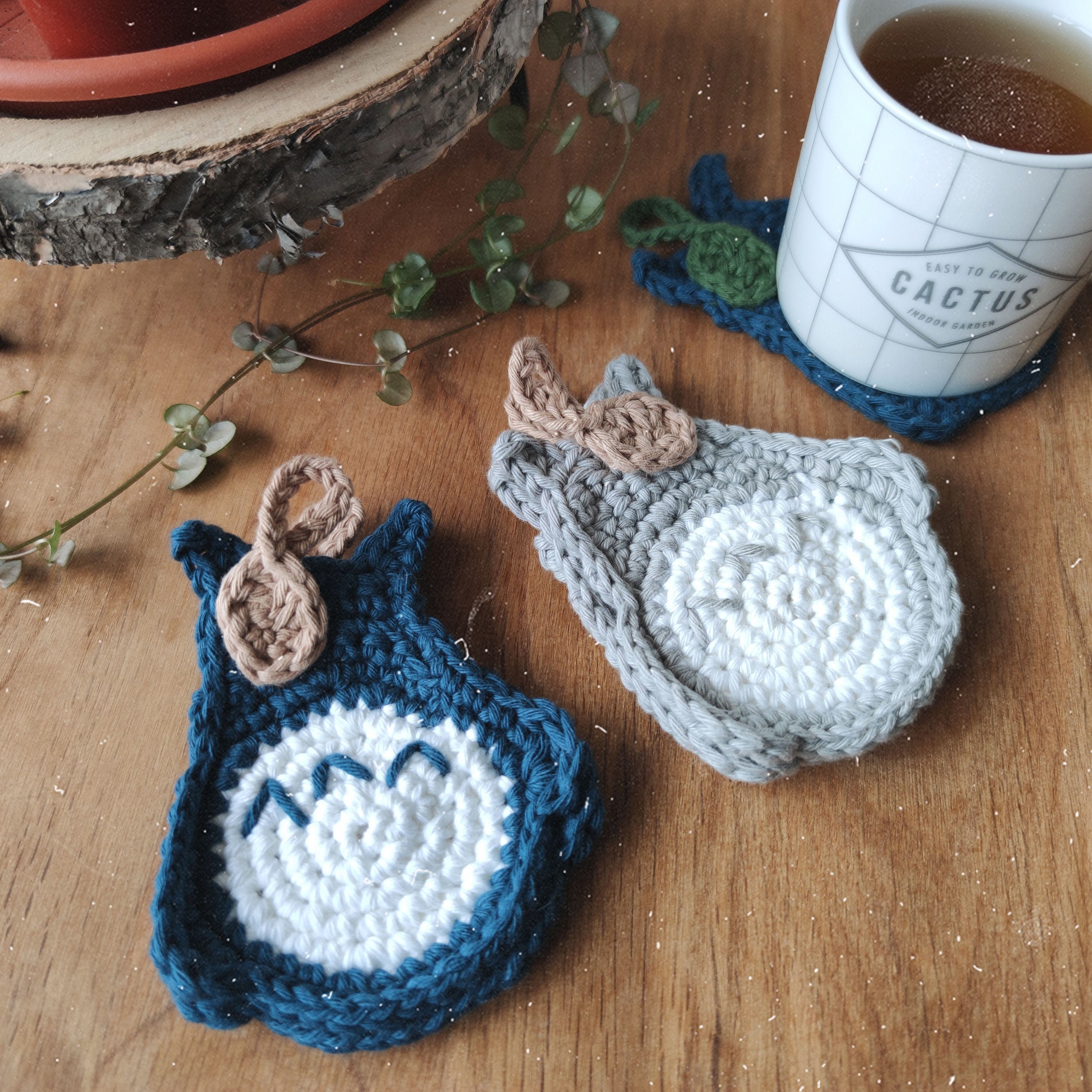 Set of 4 Totoro crochet coasters Studio Ghibli coasters cute | Etsy