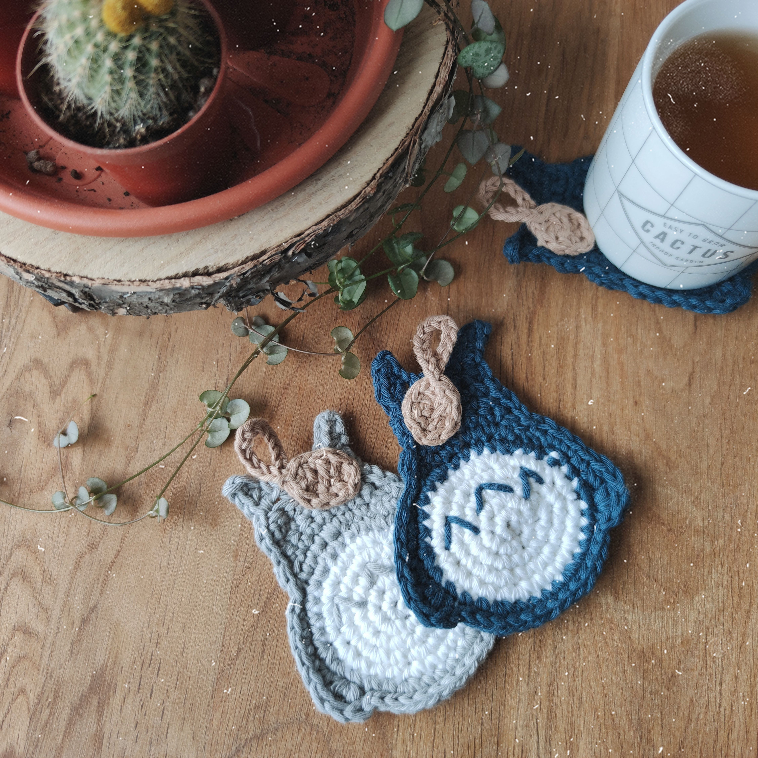 Set of 4 Totoro crochet coasters Studio Ghibli coasters cute | Etsy