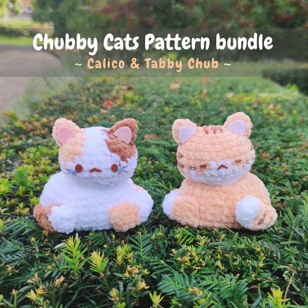 Chubby Cat Amigurumi Pattern Bundle, Tabby and Calico Kitty Plushies, 2 ...