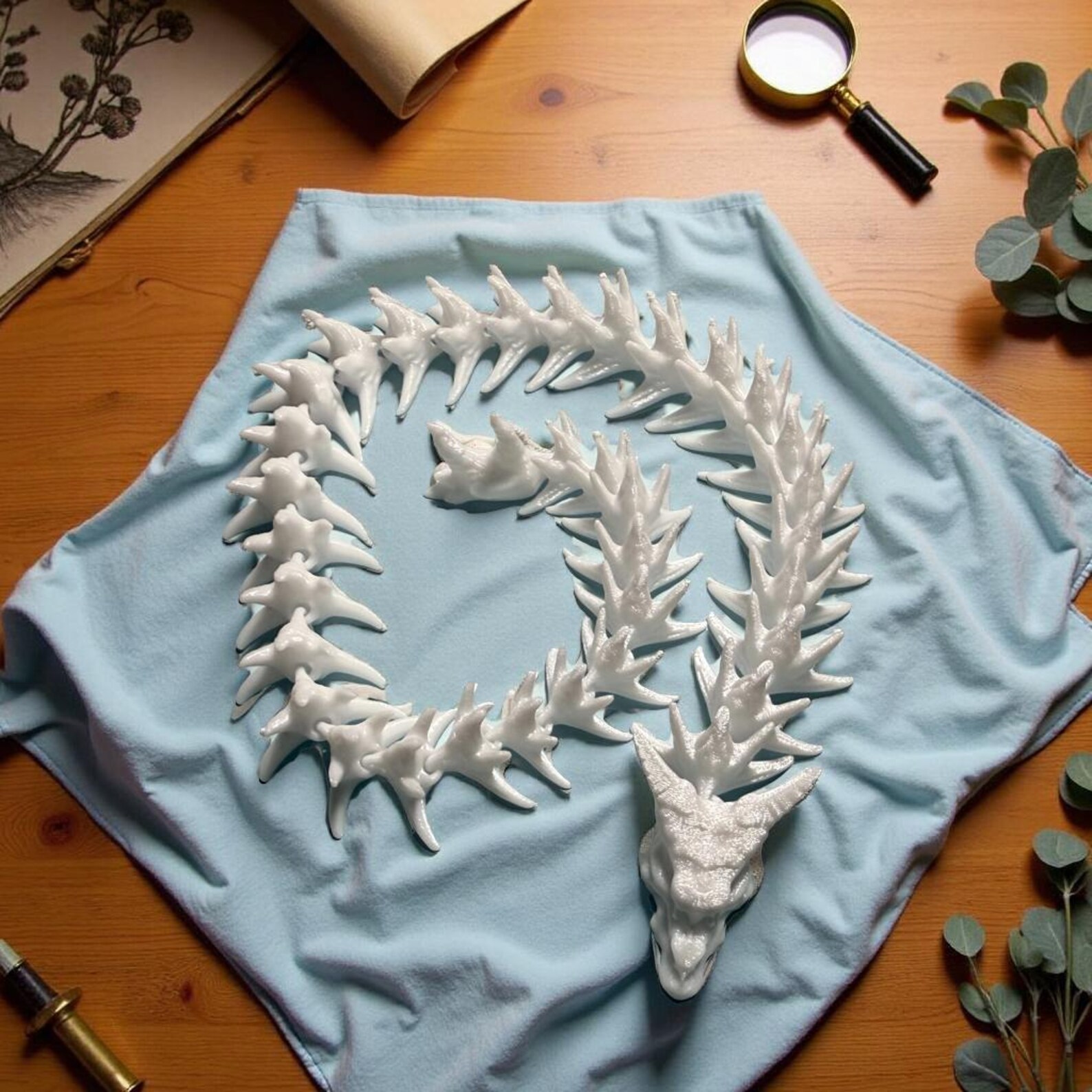 3D Printed Bone Dragon Figurine – White PETG Skeleton Dragon – Fantasy ...