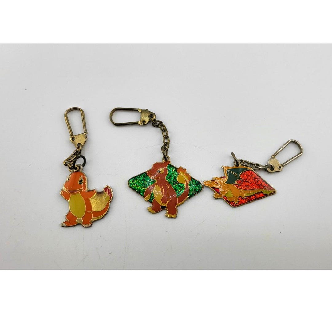 Charmander Charmeleon Charizard Vintage Pokemon Enamel Keychain Charm ...