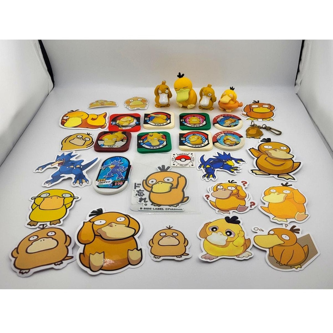 Psyduck and Golduck Lot Figures Pokemon Center Bandai Tomy Tokens Coins ...
