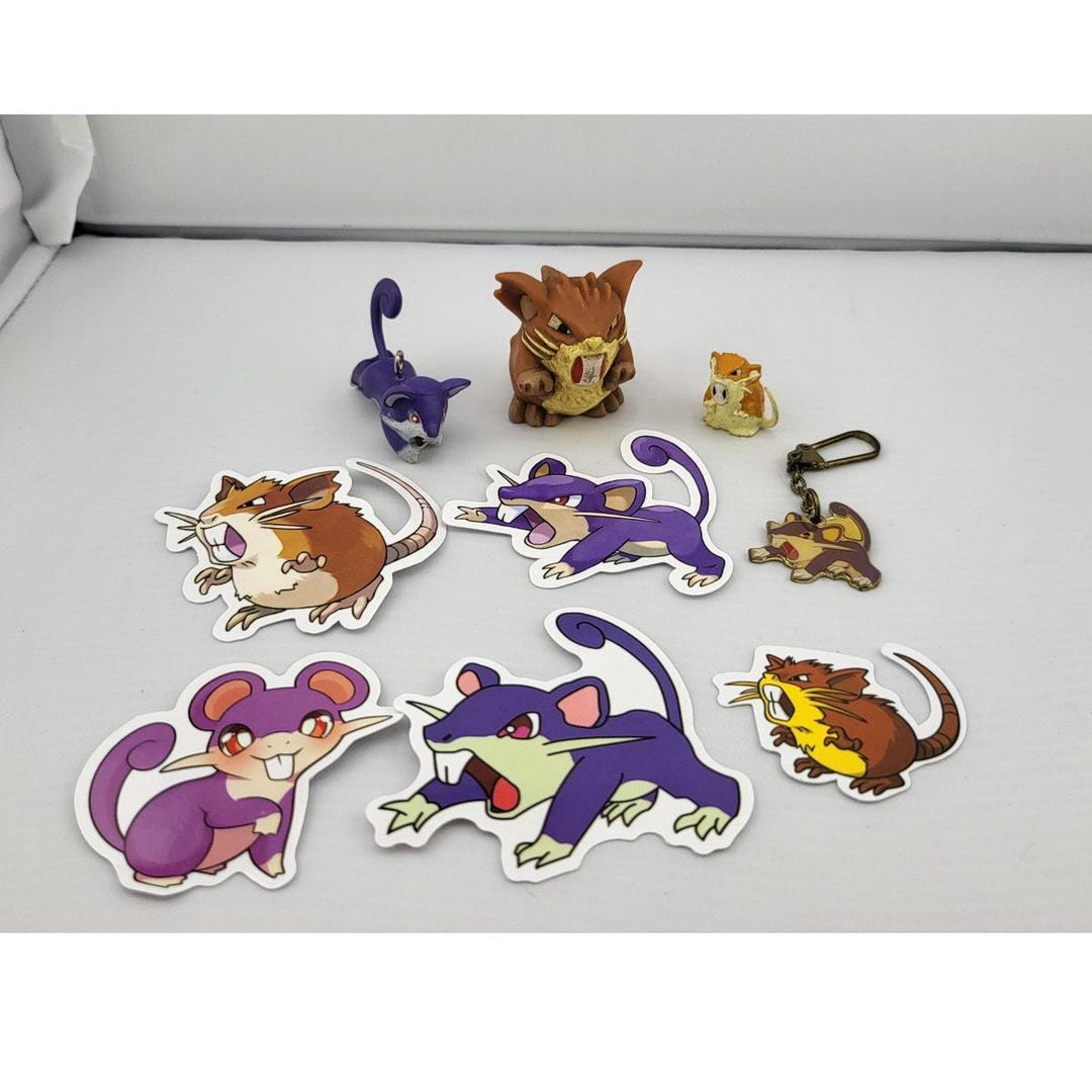Rattata Raticate Lot Figures Pokemon Center Bandai Tomy Coins Tokens ...