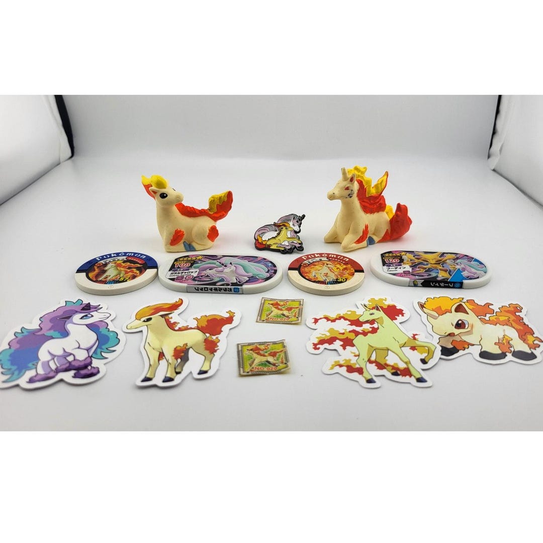 Ponyta and Rapidash Lot Figures Finger Puppet Coins Tomy Bandai Pokemon ...