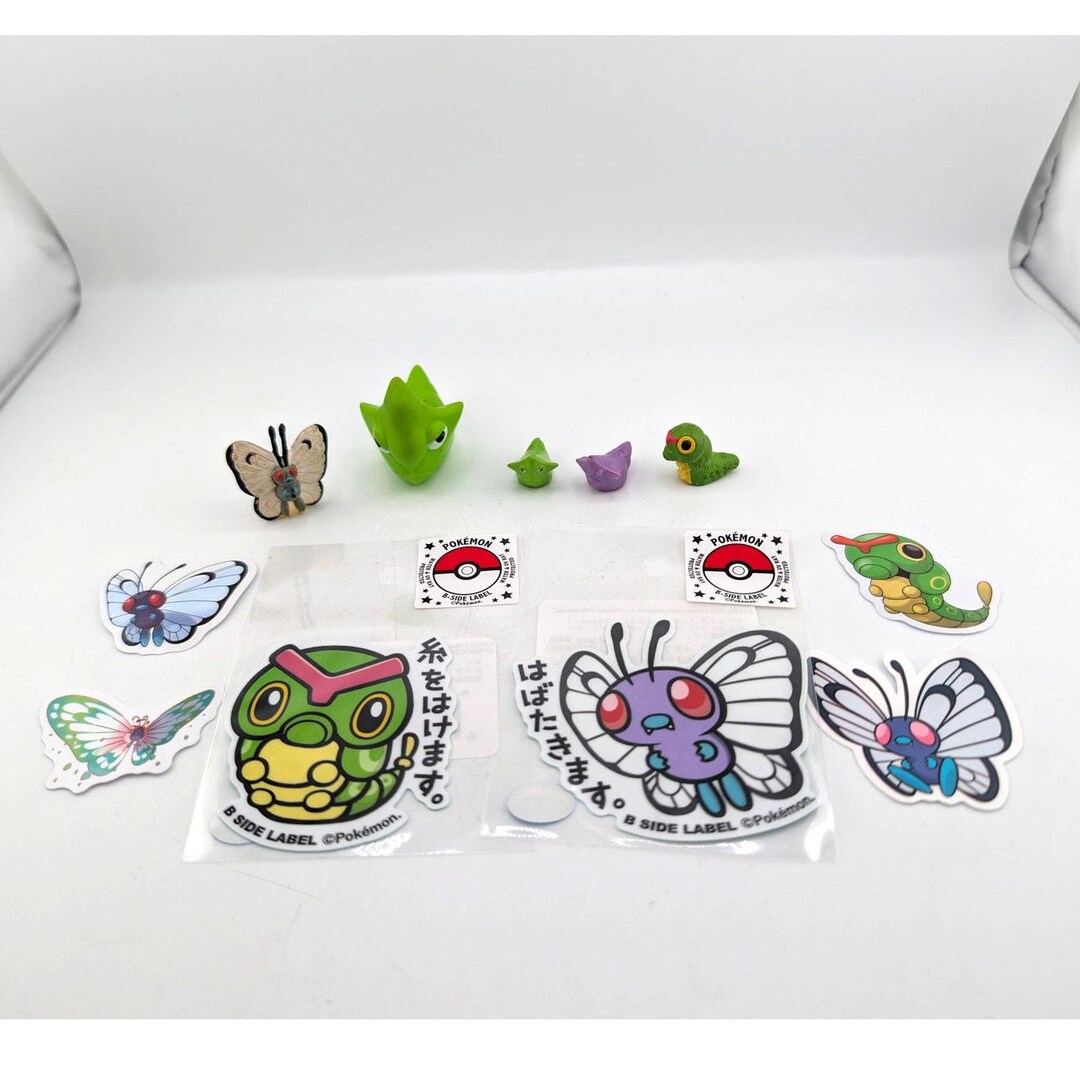 Caterpie Metapod Butterfree Lot Figures Pokemon Center Tomy Bandai Toys ...