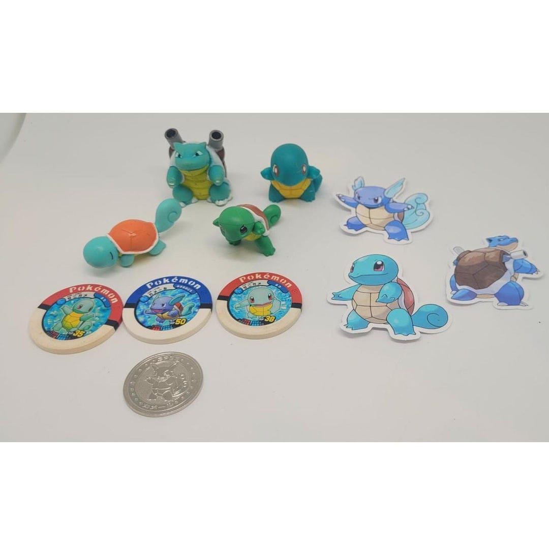 Squirtle Wartortle Blastoise Lot Figures Toy Pokemon Bandai Tomy Coin ...
