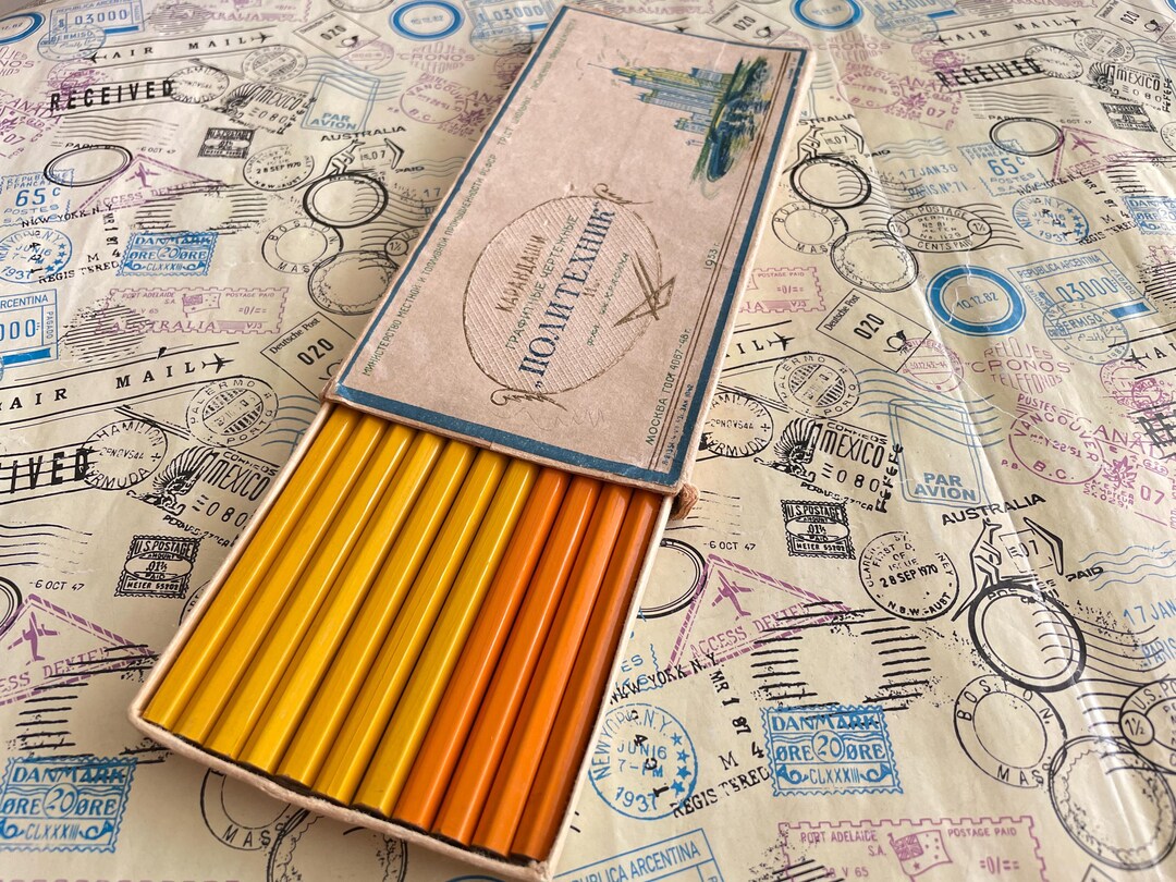Vintage Soviet Wooden Pencils - 11 Unused "constructor" & "polytechnic ...