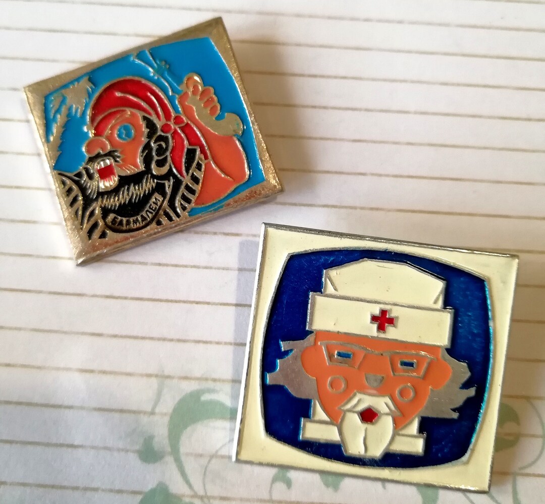 Aibolit and Barmaley Cartoon Characters Vintage Soviet Pins - Etsy