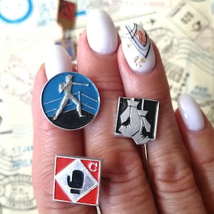 Boxing Badges, Vintage Soviet Pins, Sport Badges, Set of 7 Sports ...