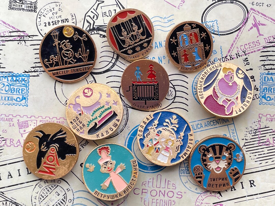 Obraztsov Puppet Theater Pin Set 10 Colorful Soviet Metal Badges ...