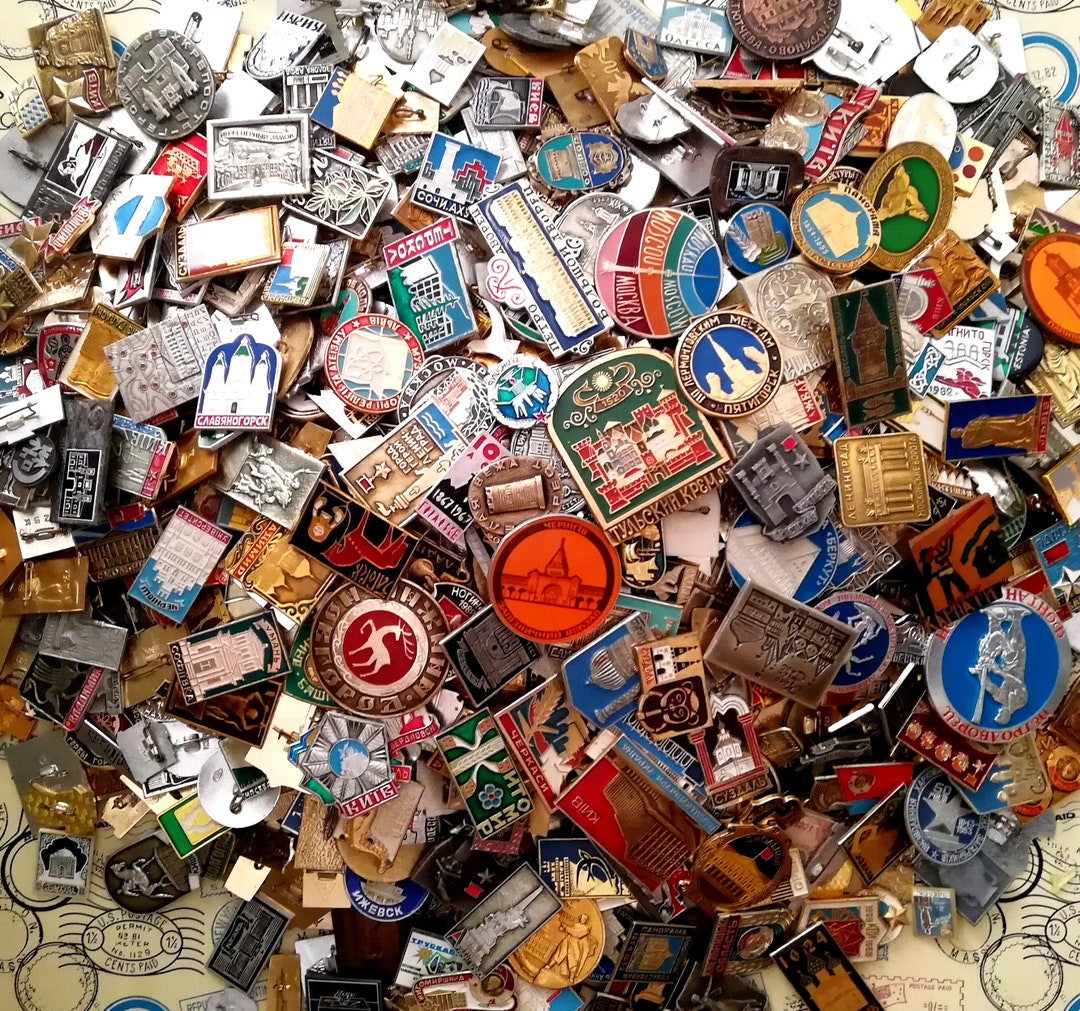Soviet Elite Pins, Mystery Box of Vintage Elite Colorful Badges ...