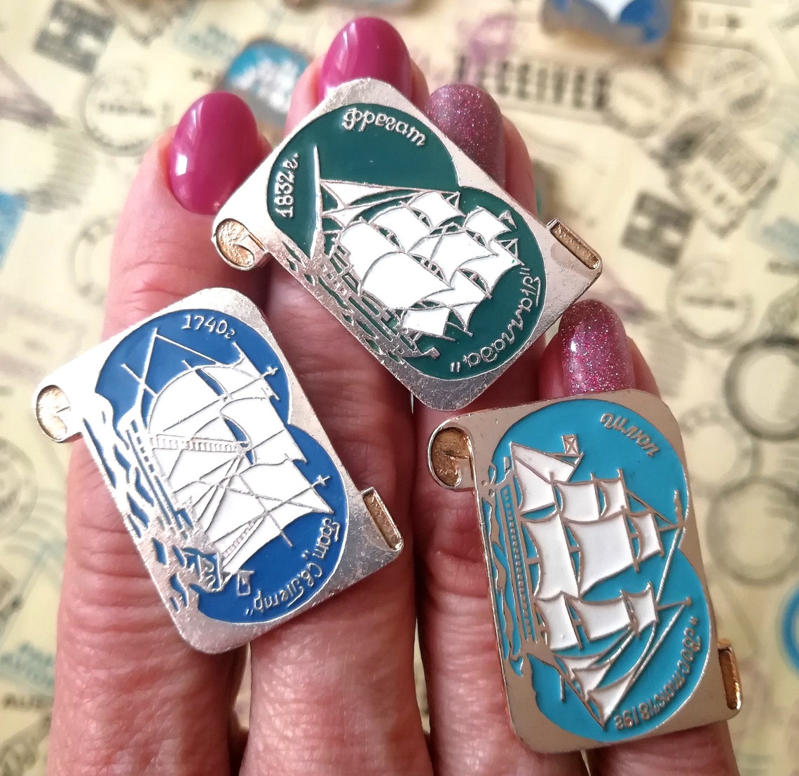 Sailboats Ships History Vintage Pin Badges Sailing Ships | Etsy