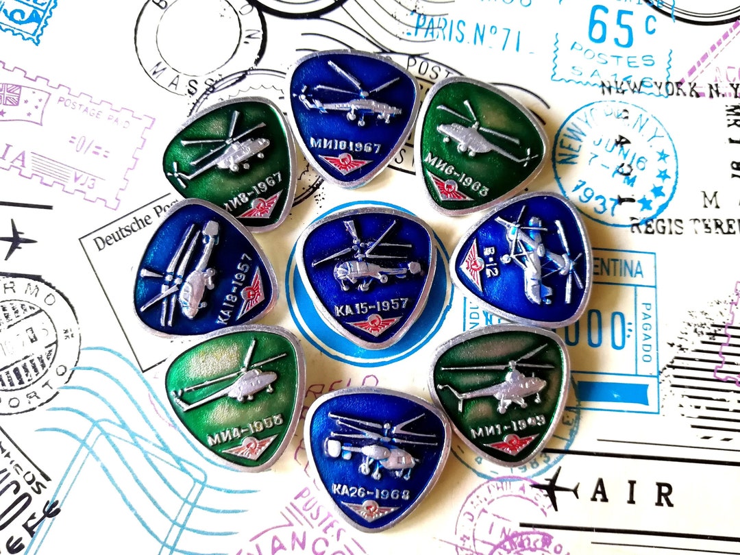 Helicopters, Aviation, Vintage Soviet Aircraft Pin Badges, Set of 9 ...