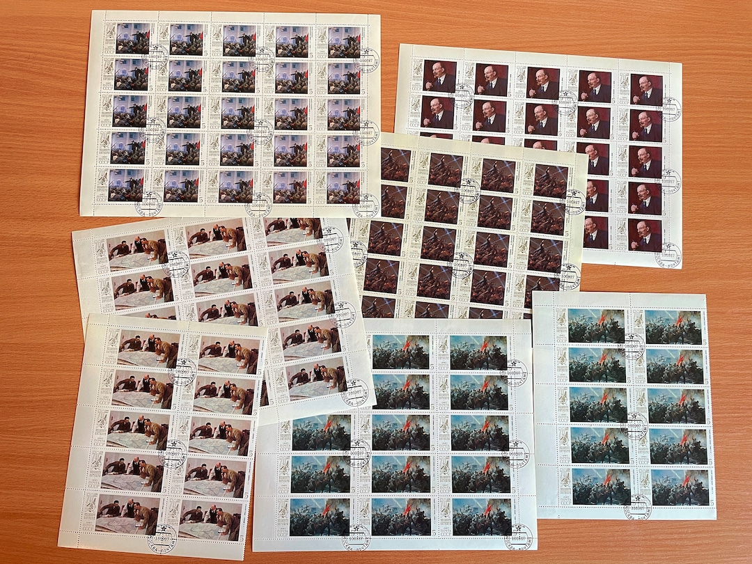 Lenin and October Revolution - Soviet Stamp Series 1987 - Full Sheets ...