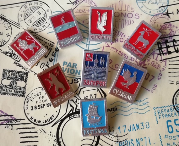 Russian Cities Coat of Arms Vintage Soviet Badges Cities of | Etsy