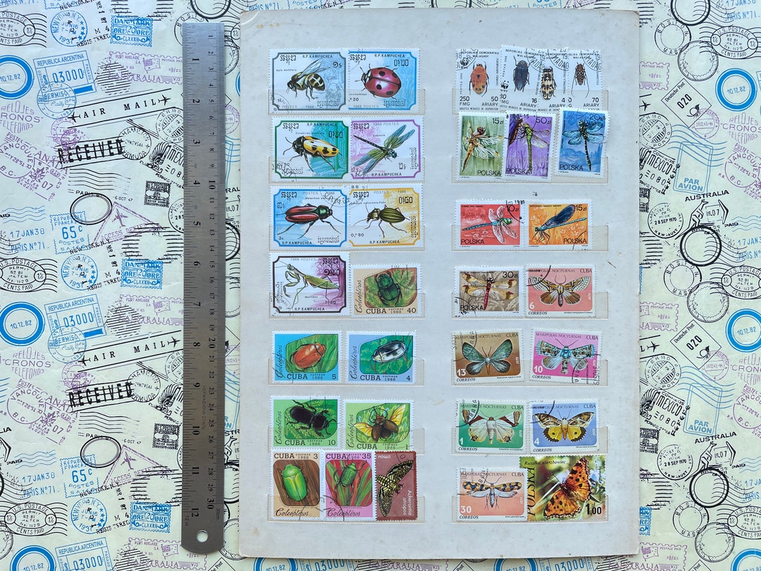 Insects, Butterflies, Beetles on Stamps From Different Countries ...