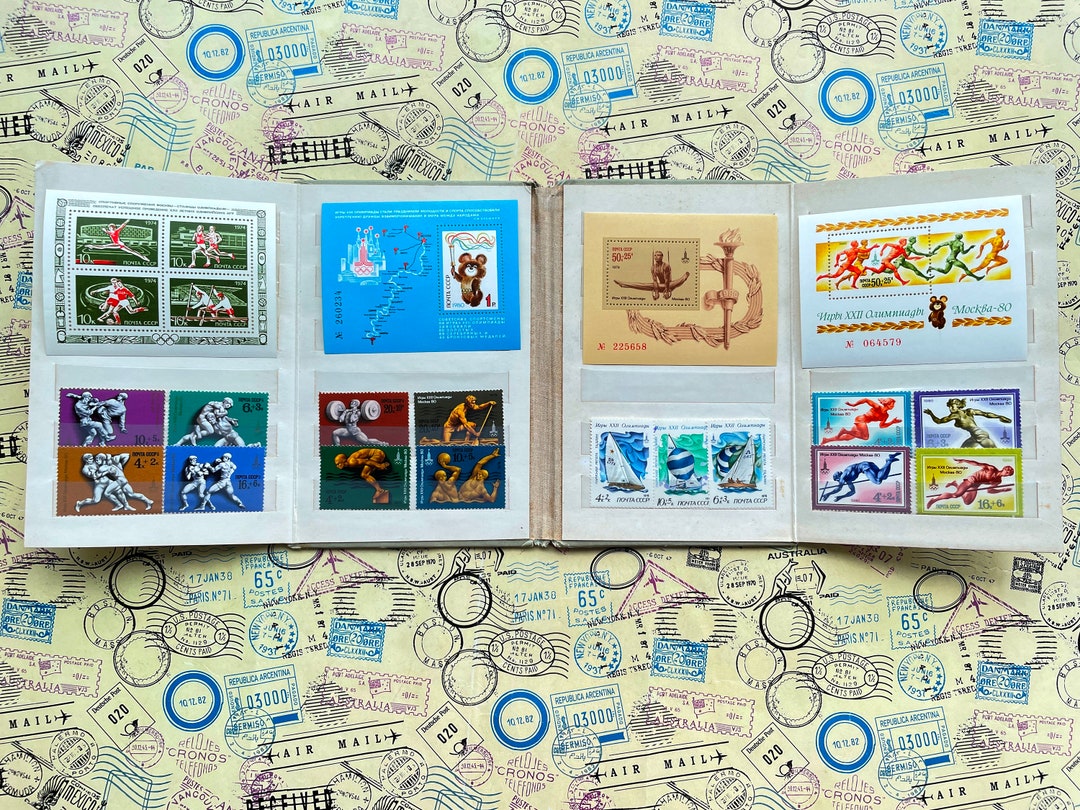 Rare USSR Olympic Stamps Album - Moscow-80 - 15 Colorful Stamps and 4 ...