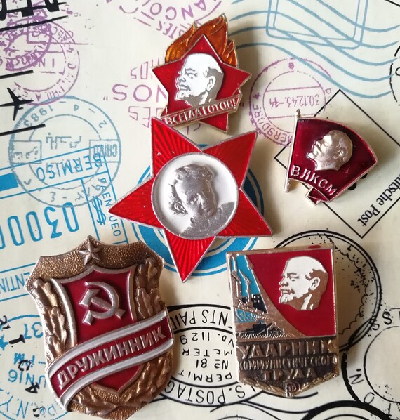 Communism Pins Set of 5 Soviet Badges Soviet Propaganda | Etsy