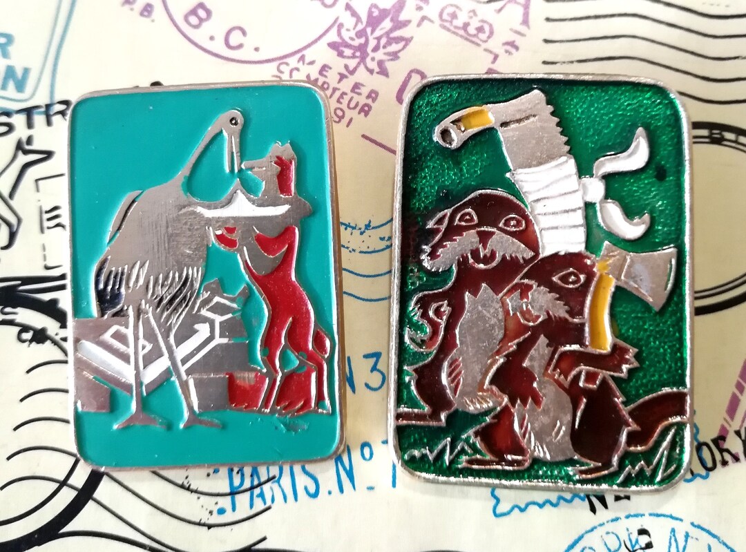 Cartoon Characters Pins, Soviet Cartoons, Vintage Soviet Badges, Set of ...