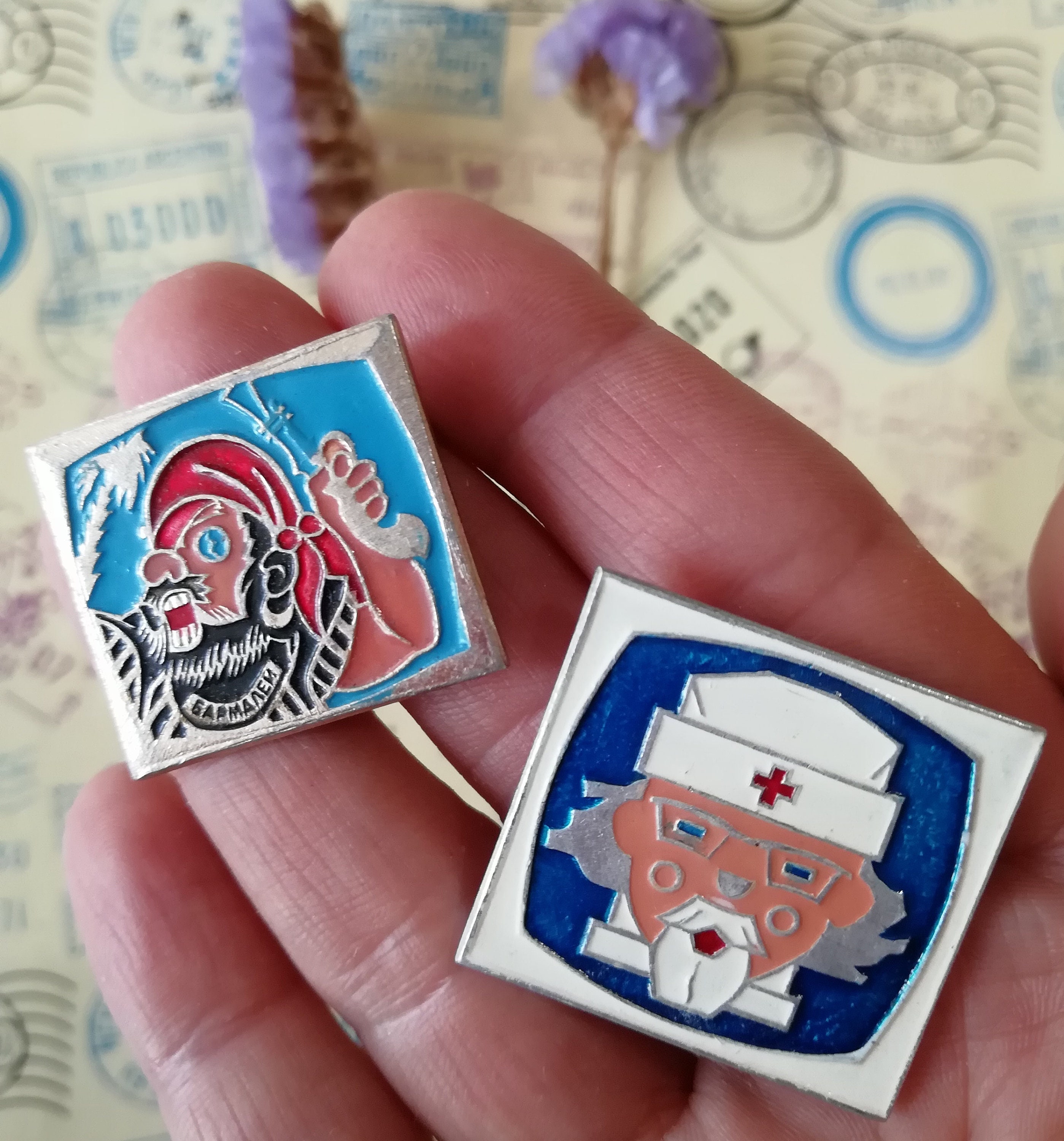 Aibolit and Barmaley Cartoon Characters Vintage Soviet Pins - Etsy