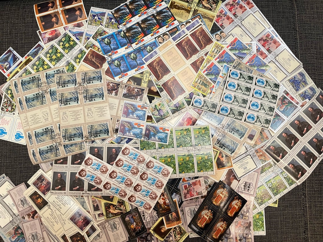 Soviet Postage Stamps, Set of 30 Old Colorful Stamps, Vintage Stamps ...