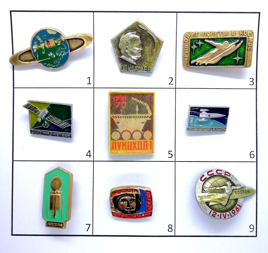 Space Badges, Vintage Soviet Pins, Soviet Space Programm, Pick From Set ...