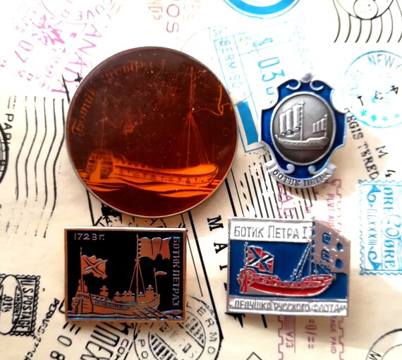 Set of 3 Badges Collectible Pins destroyer Ships of Russia Science ship ...