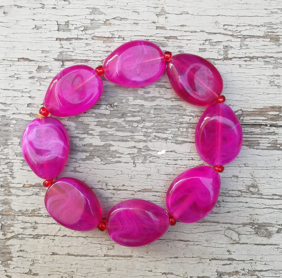 Vintage Pink Bracelet, Plastic Bead Bracelet, Beautiful Bracelet, Best ...