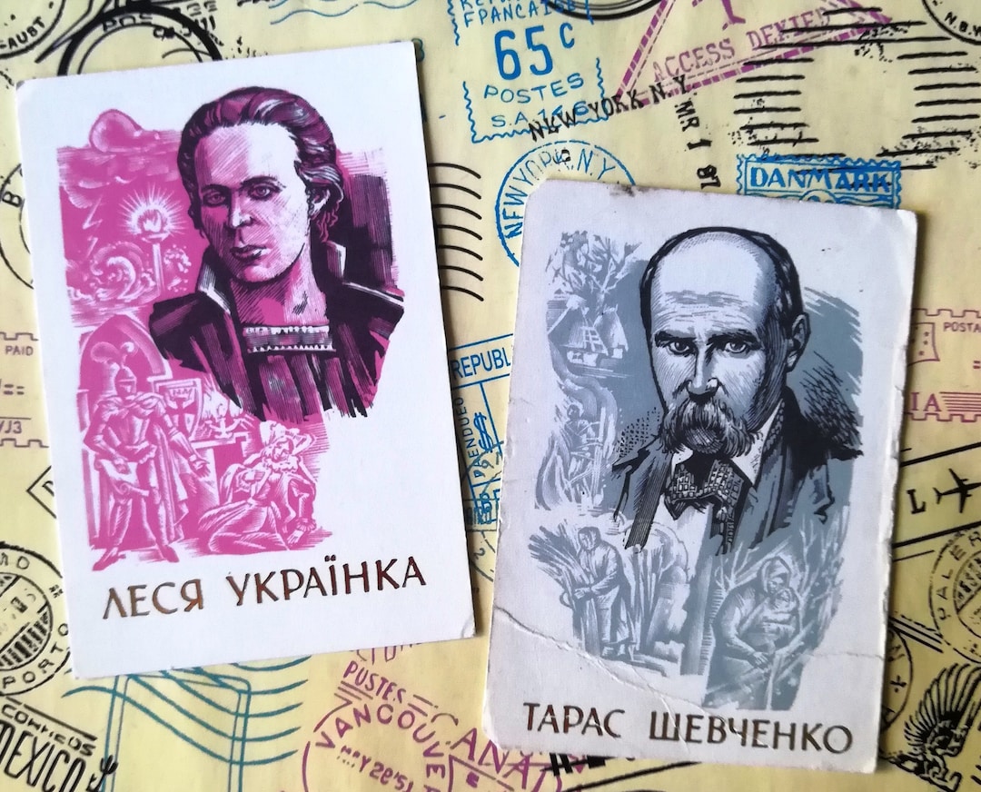 Taras Shevchenko, Lesya Ukrainka, Great Ukrainians, Vintage Pocket Calendars, Set of 2 Ukrainian ...