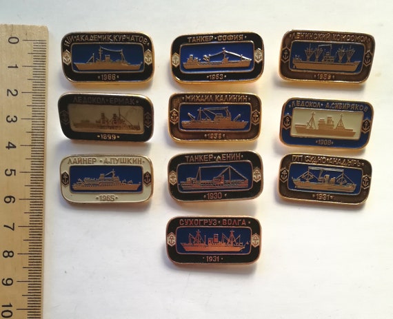 Set of 3 Badges Collectible Pins destroyer Ships of Russia Science ship ...