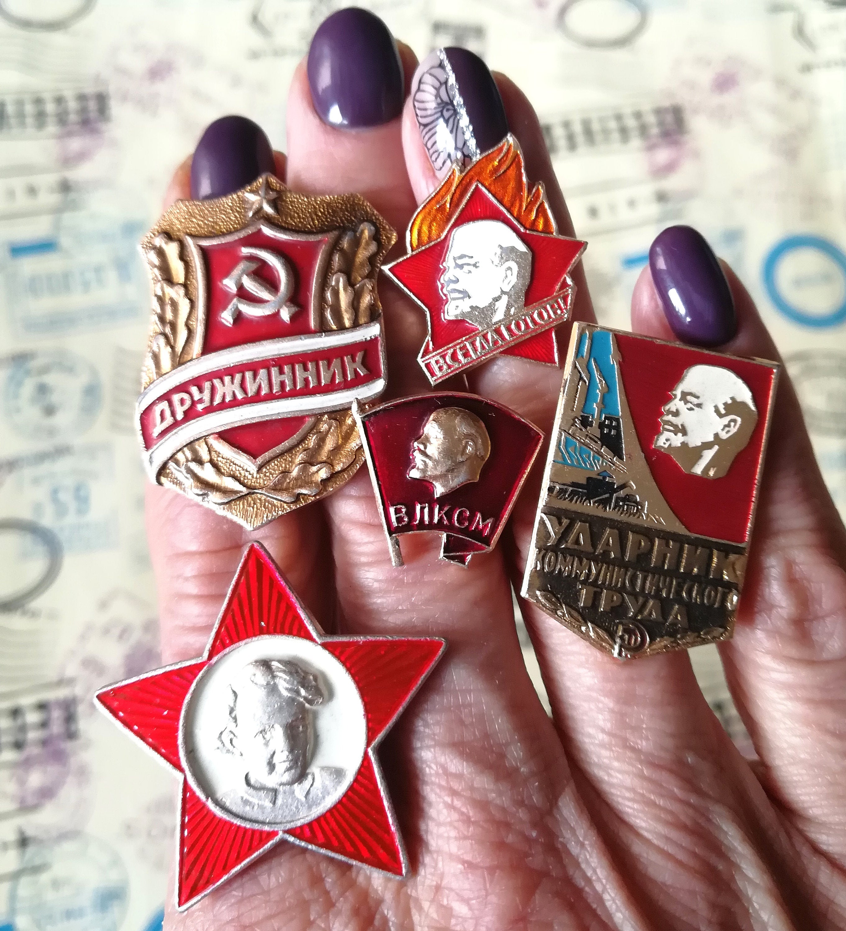 Communism Pins Set of 5 Soviet badges Soviet propaganda | Etsy