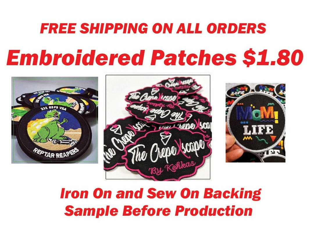 Your Logo Custom Patches , Made to Order , Free Shipping, Embroidered ...