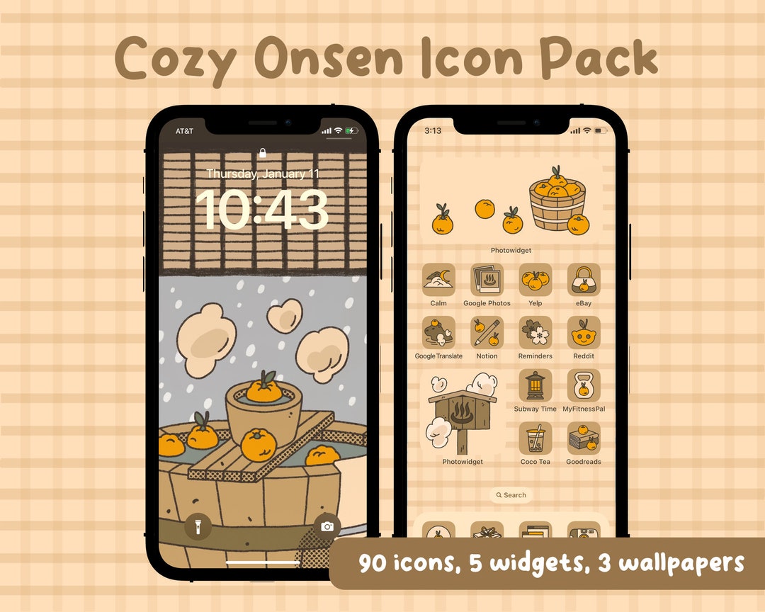 Cozy Onsen Icon and Wallpaper Pack Cute Hot Spring App Icons and ...