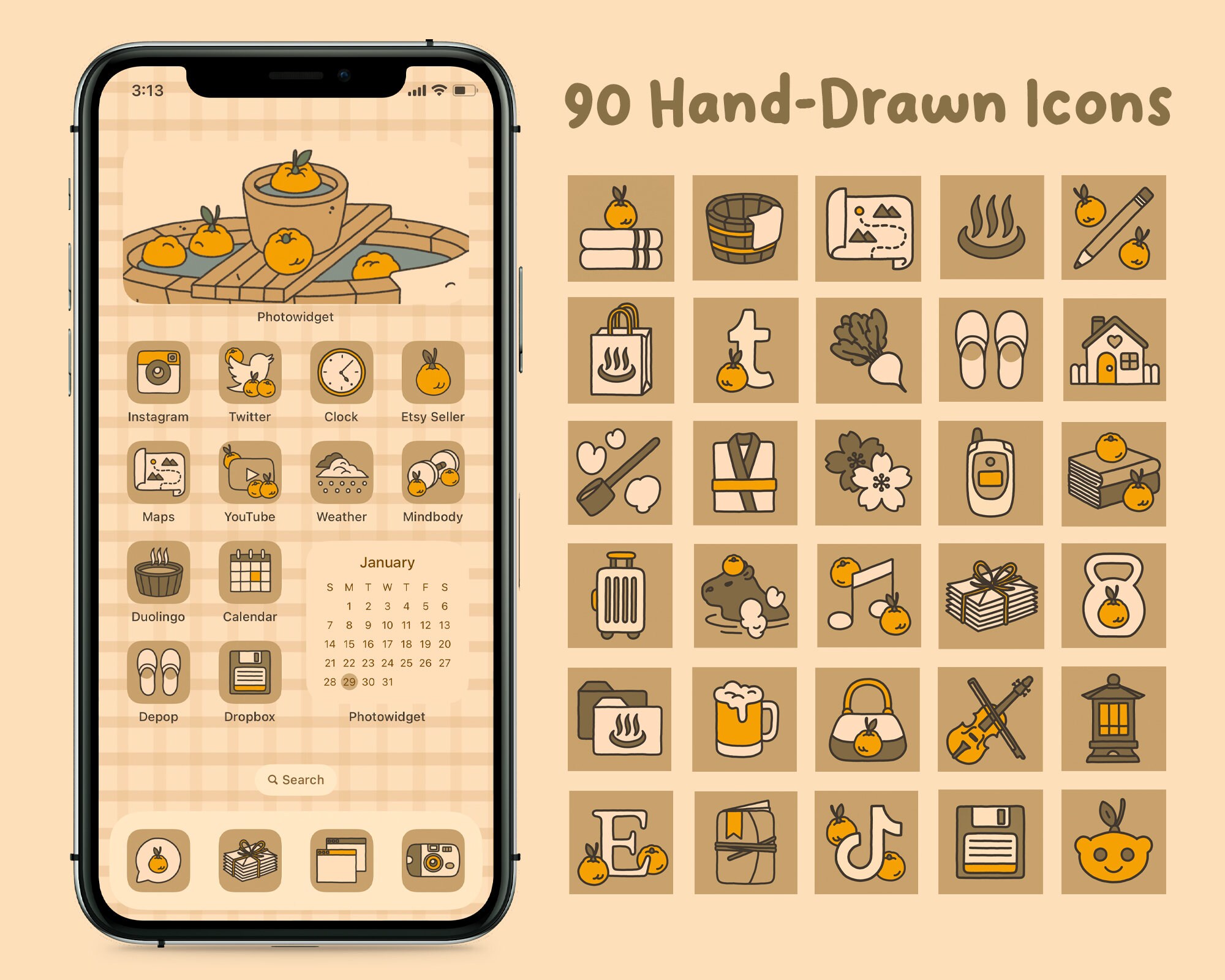 Cozy Onsen Icon and Wallpaper Pack Cute Hot Spring App Icons and ...