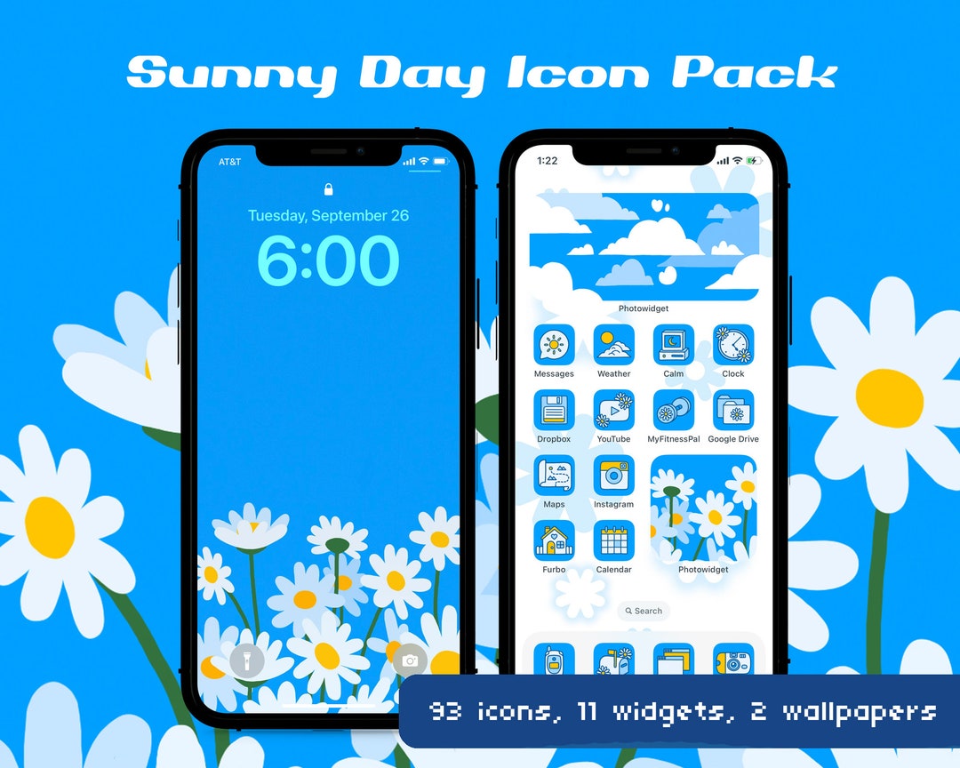 Sunny Day Icon Pack | Hand Drawn App Icons and Wallpaper | Y2k Theme ...