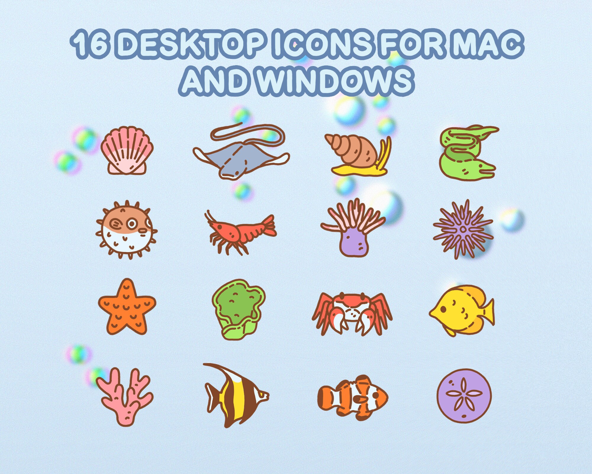 Coral Reef Underwater Icons and Wallpaper Set for Desktop Y2k Aquarium ...